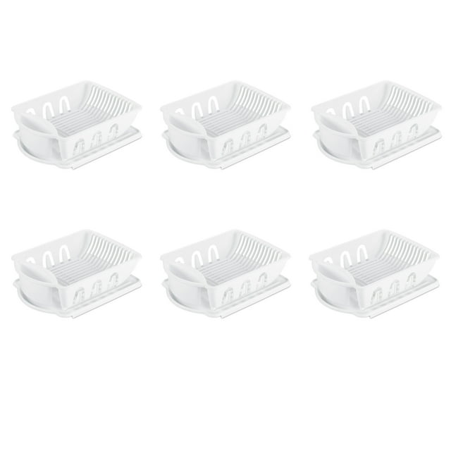Sterilite 2-Piece Kitchen Counter Dish Draining Tray Set, White ...