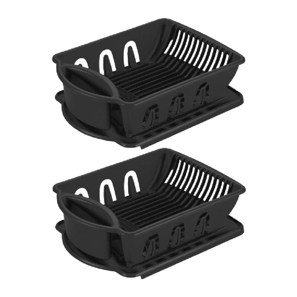Sterilite 2 Piece Sink Dish Drainer Set Plastic Black, 2 Pack - Walmart ...