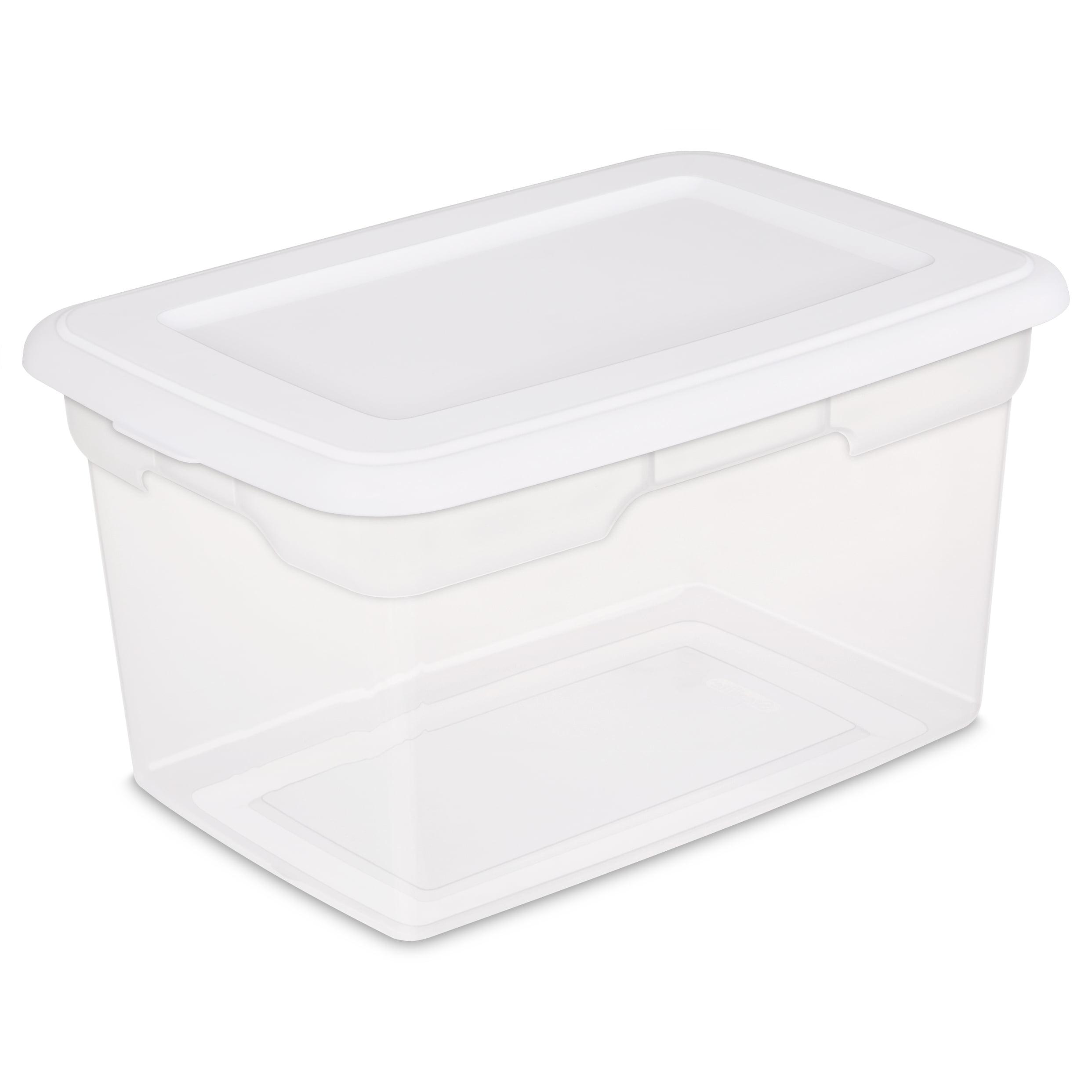 Sterilite 20 Qt. Clear Bin Storage Container with Secure White Lid and ...