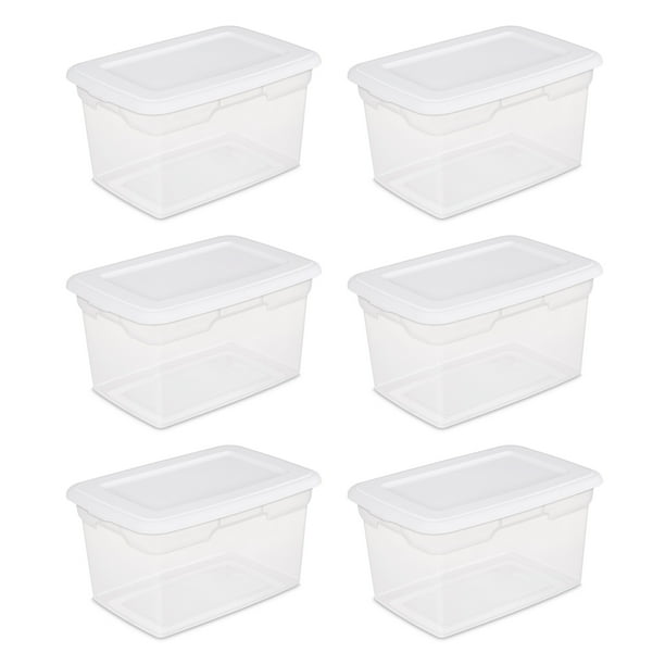 Sterilite 20 Qt. Storage Box Plastic, White, Set of 6 - Walmart.com