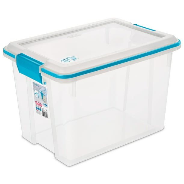 Sterilite 20 Qt. Clear Gasket Storage Box, Blue Latches with Clear Lid ...