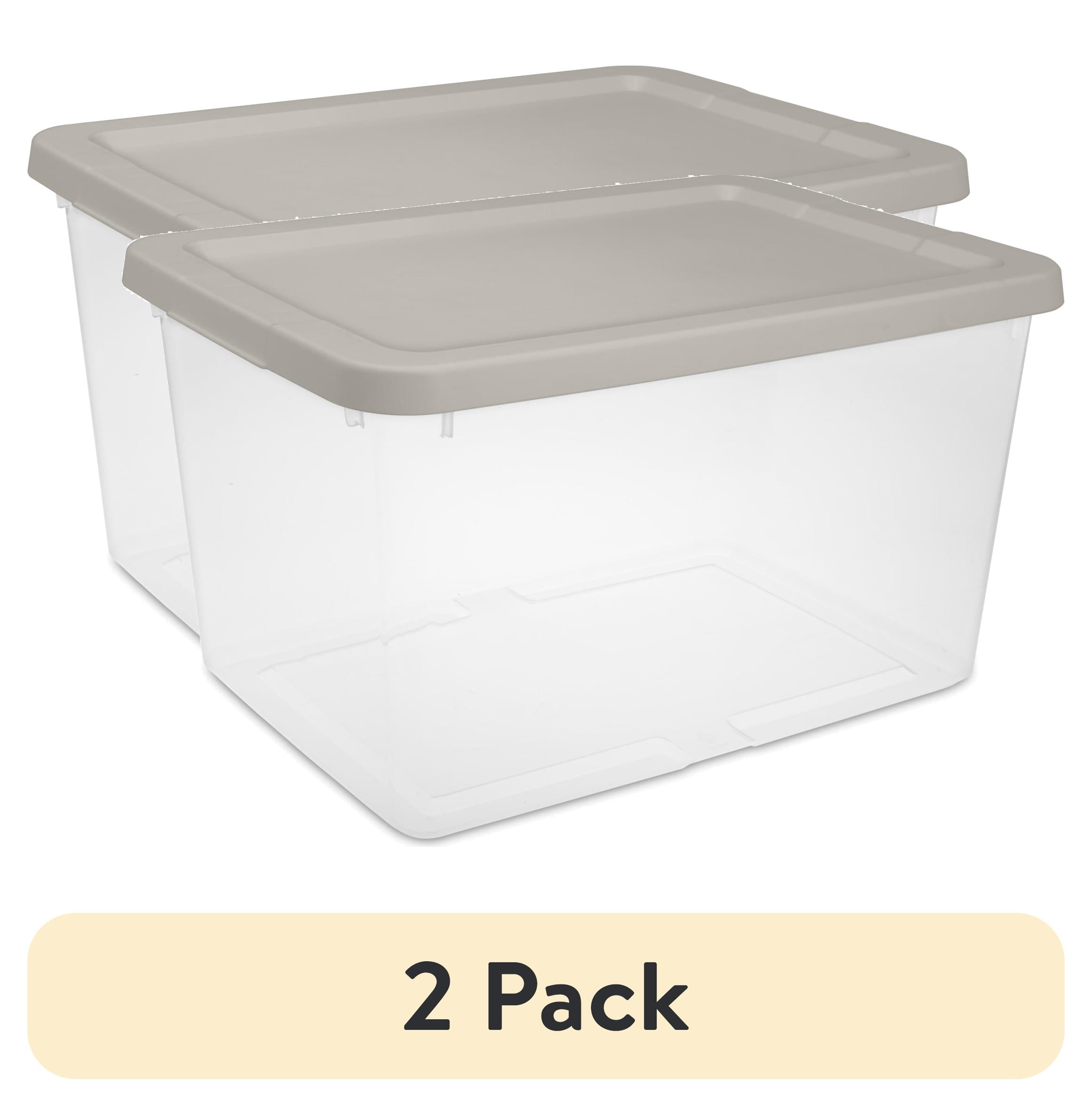 (2 pack) Sterilite 20 Quart Storage Box Plastic, Grey Pumice - Walmart.com