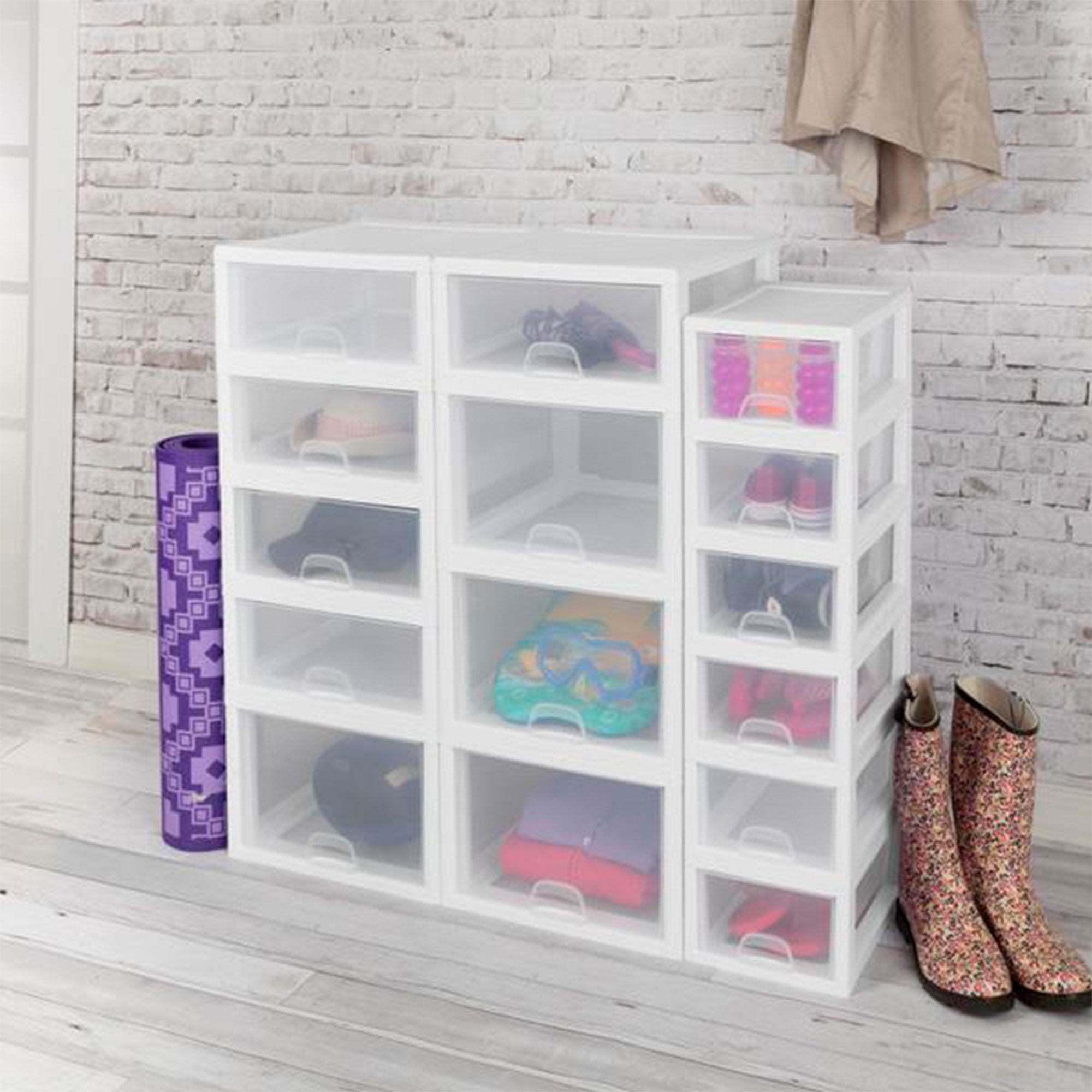 Sterilite 20518006 Stackable Small Drawer, Modular Design, White Frame ...