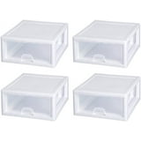 Sterilite Stacking Storage Drawer, Clear Plastic, 16 QT, White Frame ...