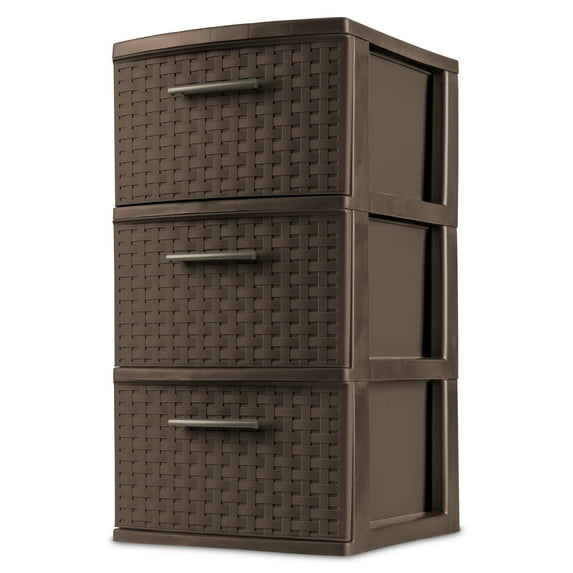 Sterilite 3 Drawer Weave Tower, Plastic Décor Drawers with Pull Handles ...