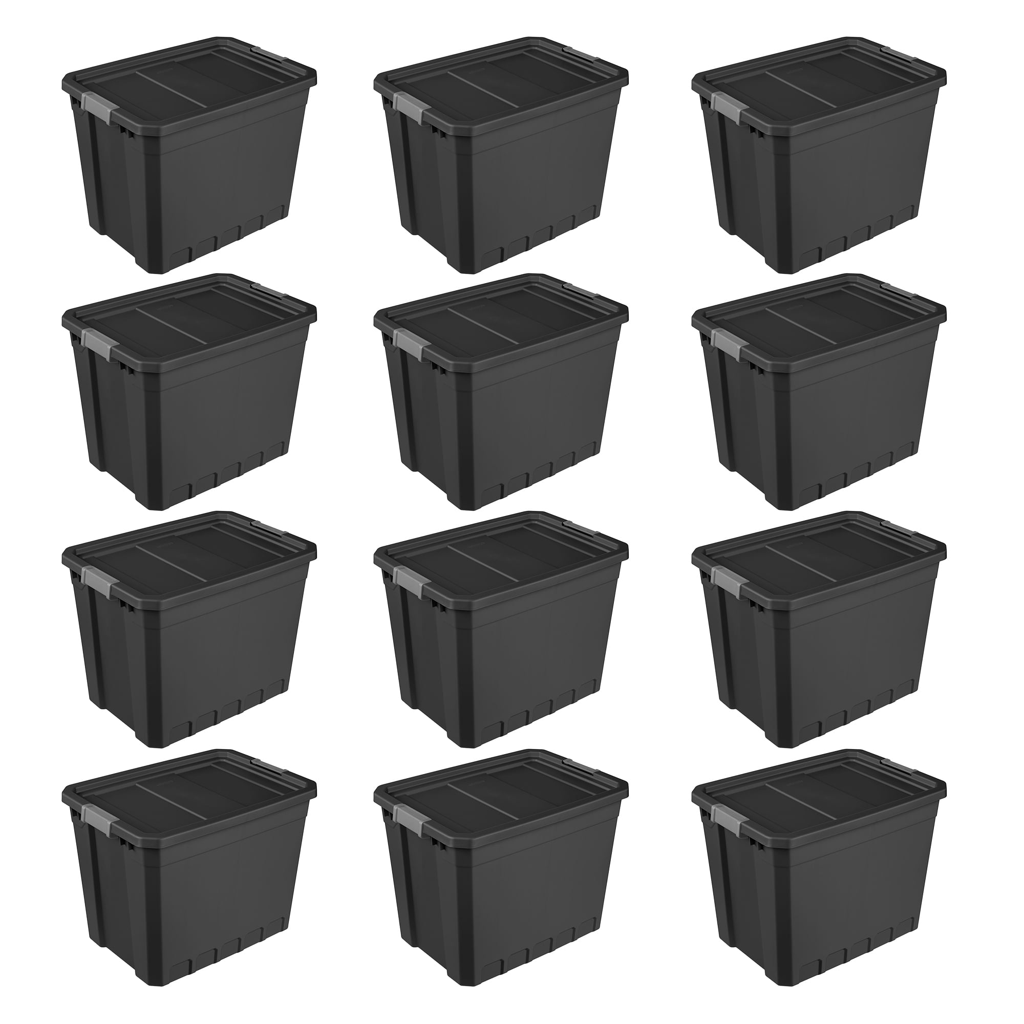 Sterilite 27 Gal Rugged Industrial Stackable Storage Tote with Lid, 12 ...