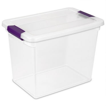 Sterilite 66 Quart ClearView Storage Tote with Latching Lid for Office ...