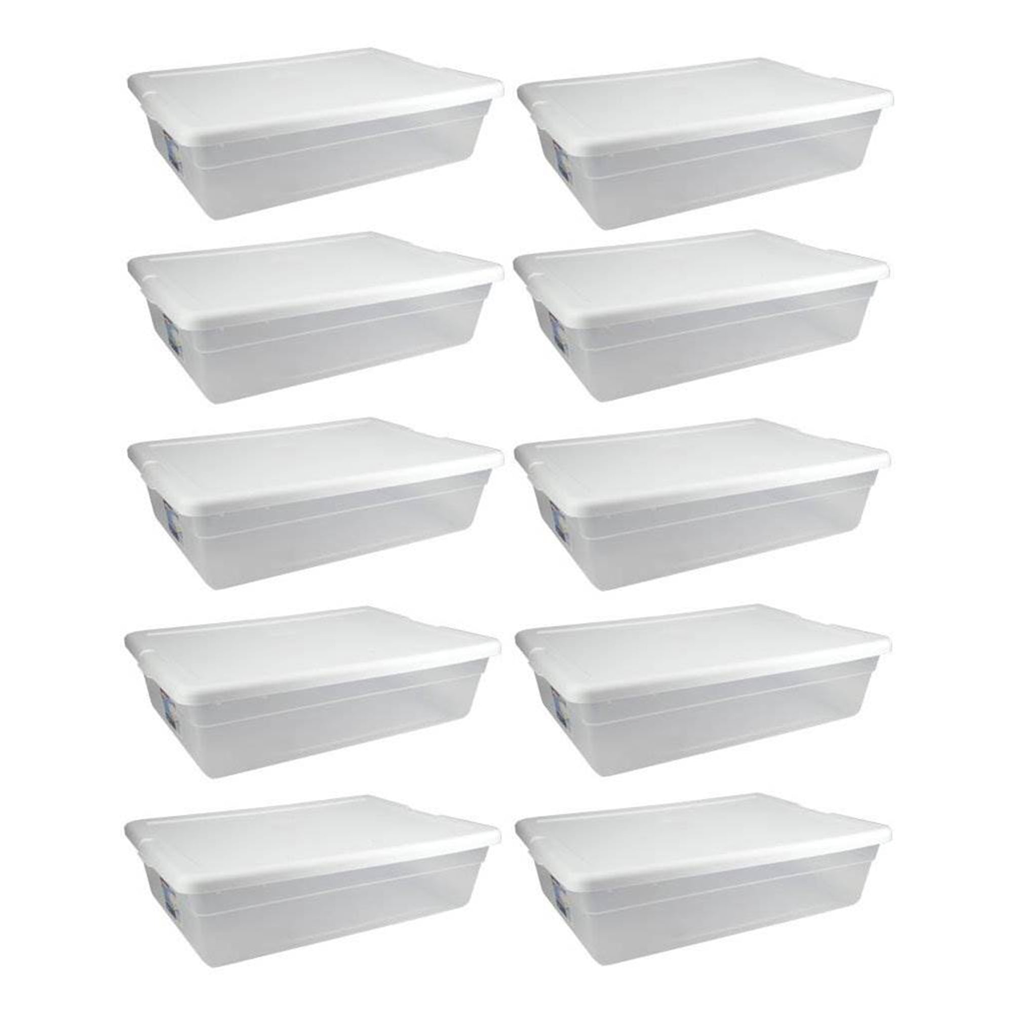 Sterilite 28 Qt Stackable Underbed Organizer Storage Container, 10 Pack ...