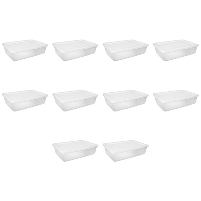 Sterilite 28 Quart Storage Box, Clear Plastic Storage Bin with Snap-on ...