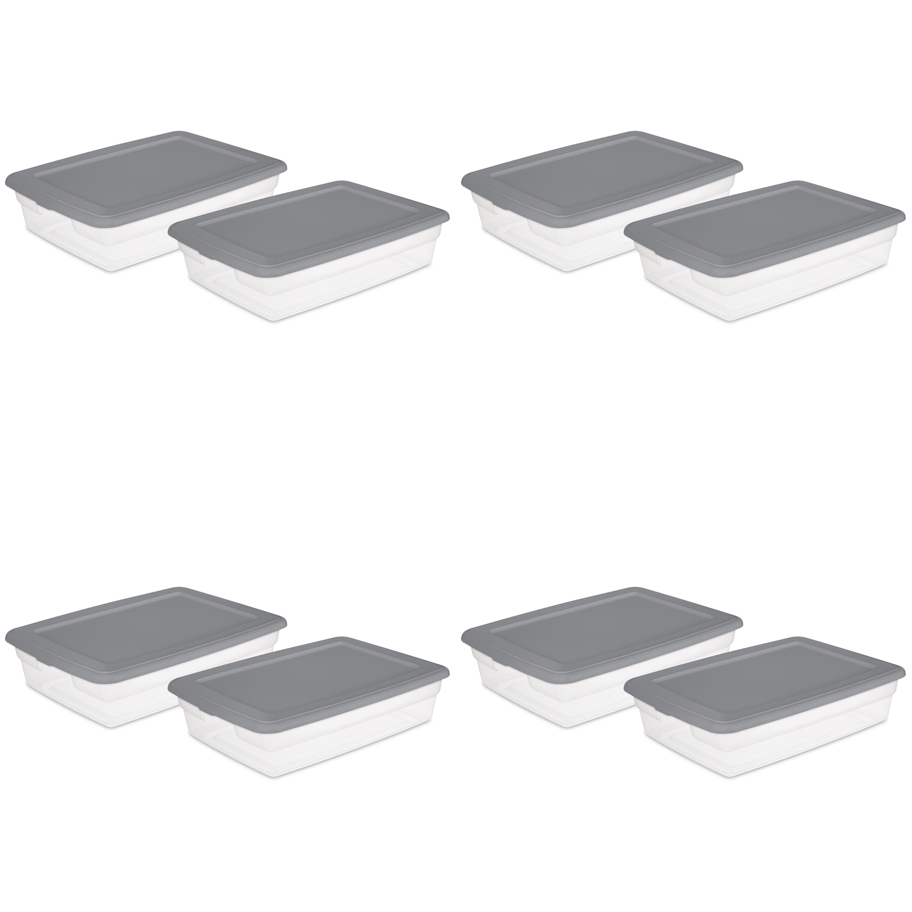 Sterilite 28 Qt. Storage Box Plastic, Titanium, Set of 8 - Walmart.com
