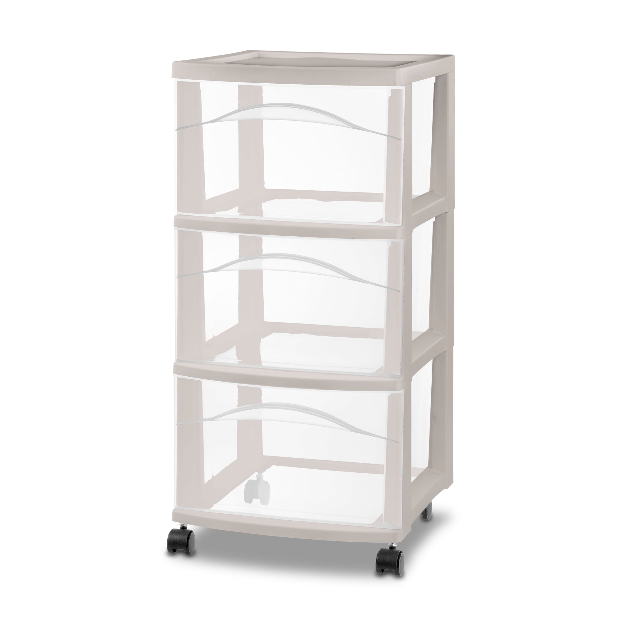 Sterilite 3 Drawer Storage Cart, Plastic Rolling Organization, Grey ...
