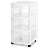 Sterilite 3 Drawer Storage Cart, Plastic Rolling Organizer with Wheels ...