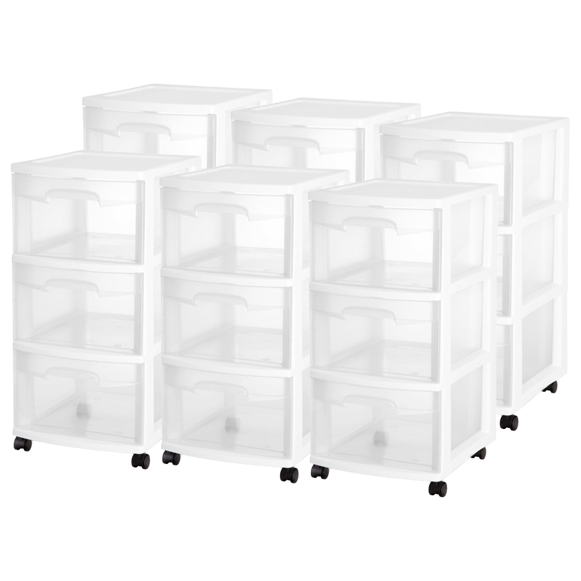 Sterilite 3 Drawer Storage Cart, Plastic Rolling Organizer with Wheels ...
