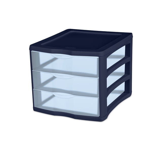 Sterilite 3 Drawer Unit Blue Tint - Walmart Business Supplies