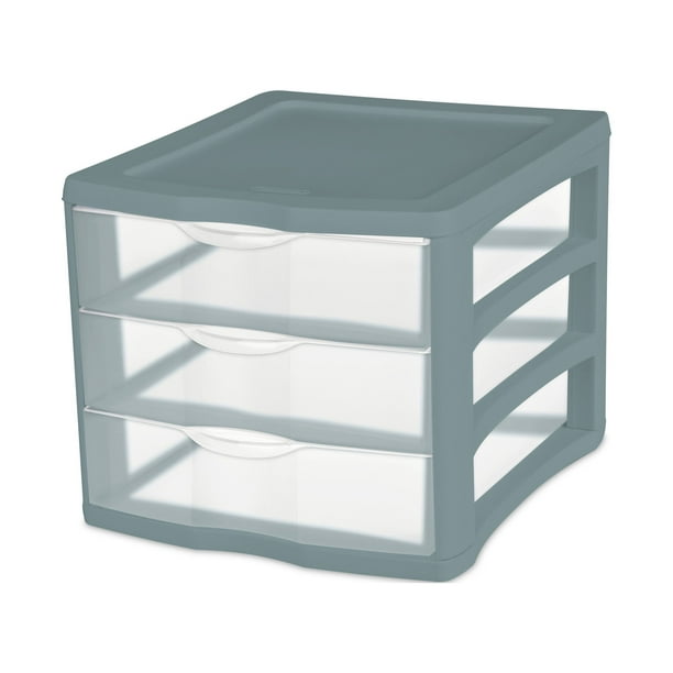 Sterilite 3 Drawer Unit Plastic, Aqua Slate - Walmart Business Supplies