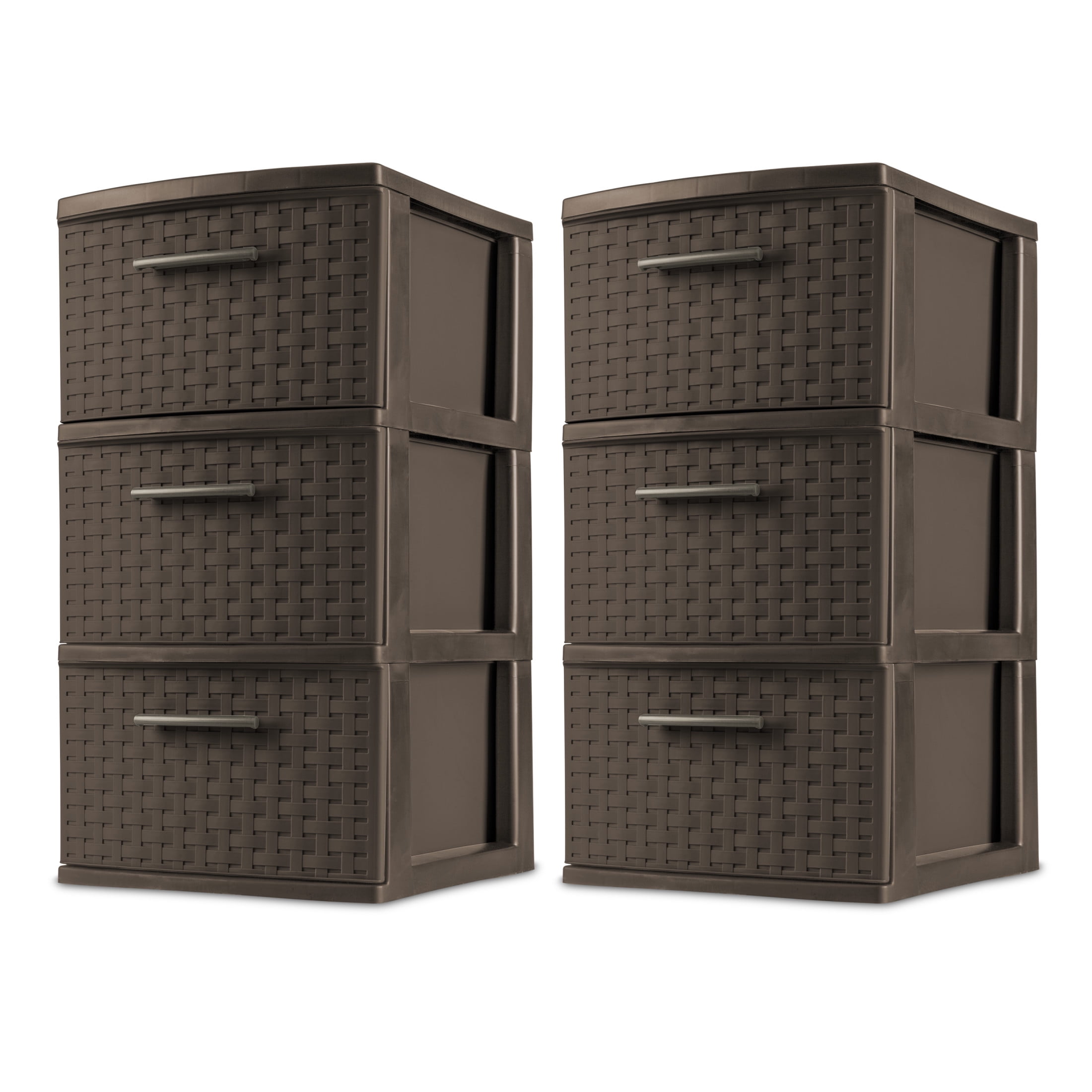 Sterilite 3 Drawer Weave Tower, Plastic Décor Drawers with Pull Handles ...