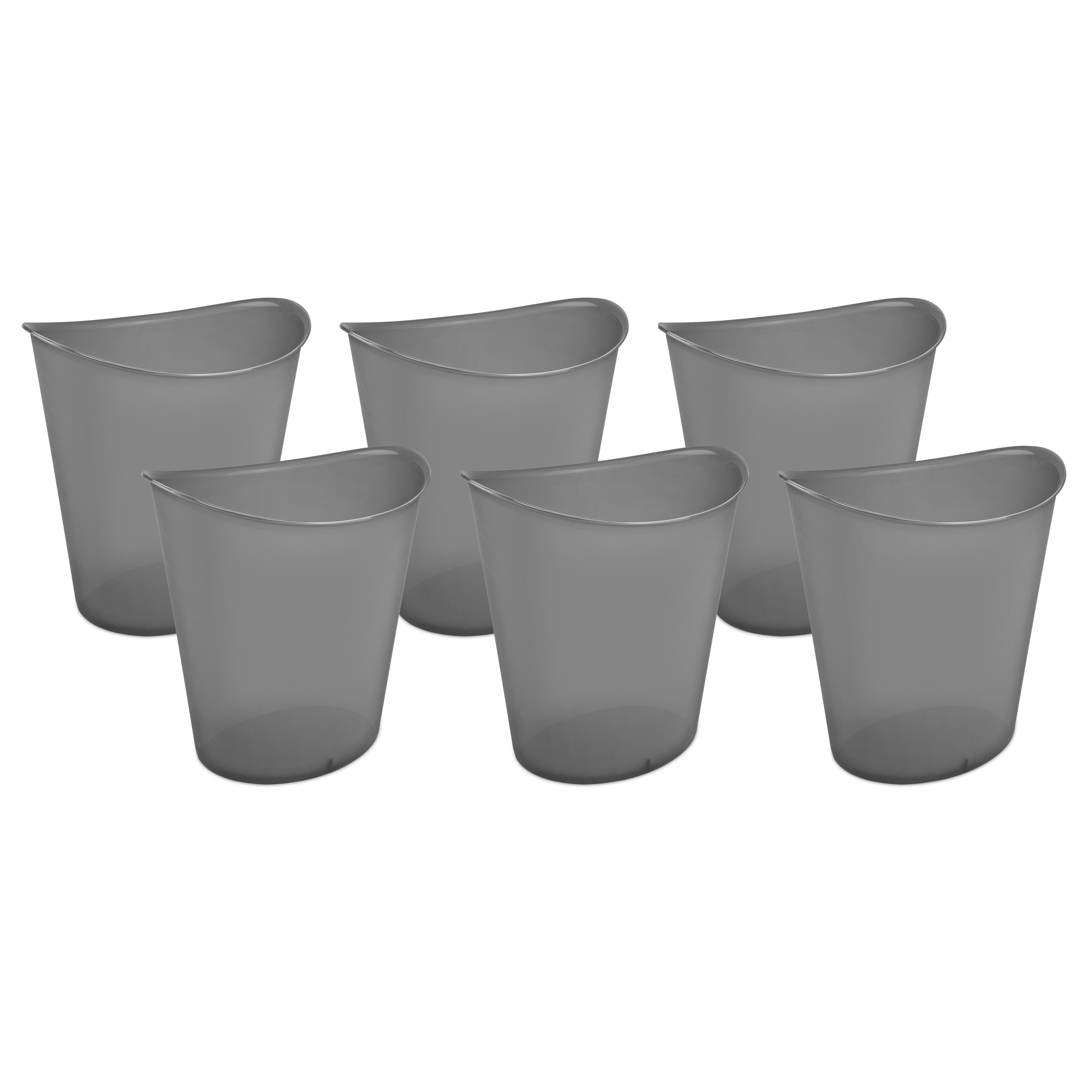 Sterilite 3 Gal Oval Wastebasket Gray Flannel Tint Set of 6, Slim ...