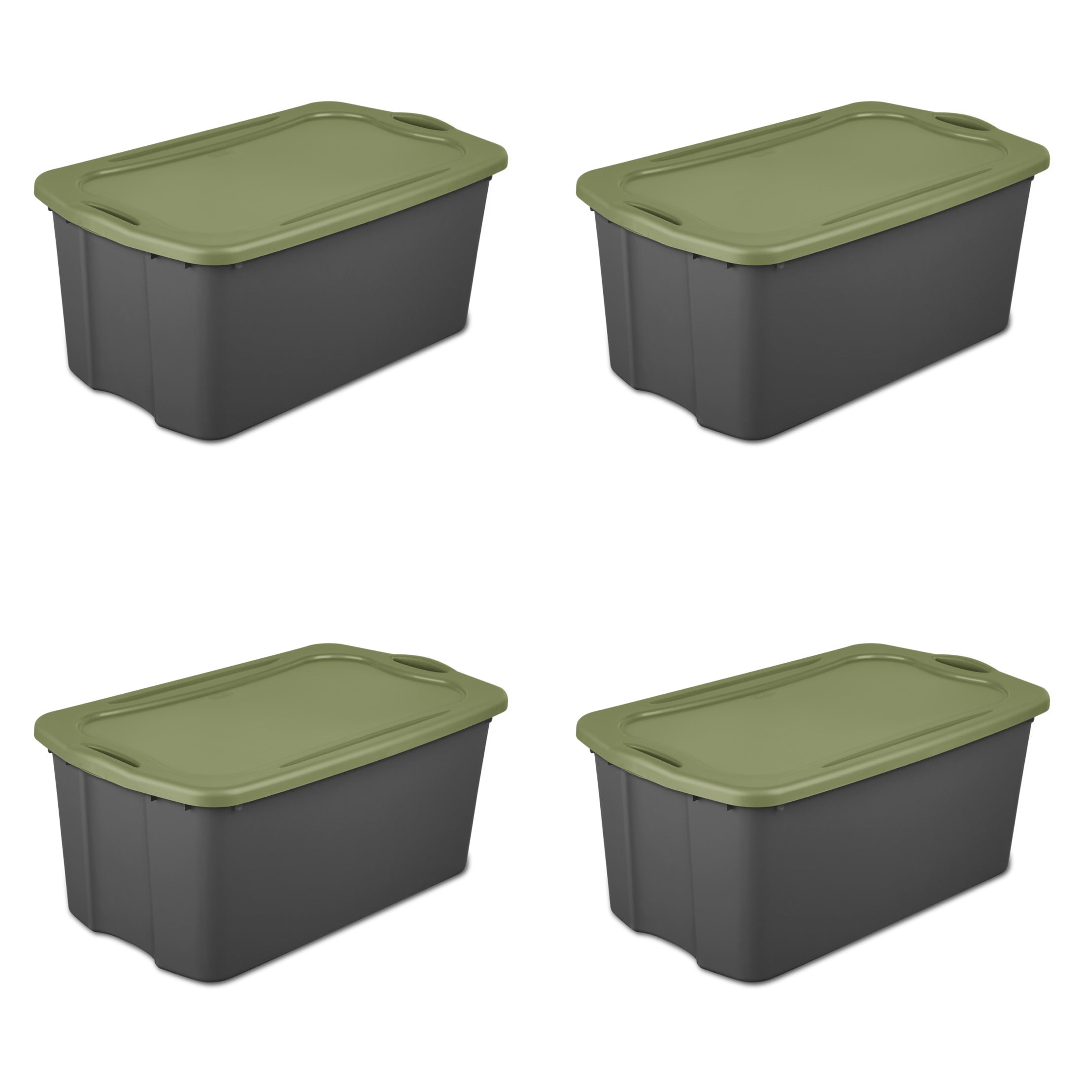 Sterilite 30 Gallon Plastic Storage Bin, Full-Grip Handles, Gray Green ...
