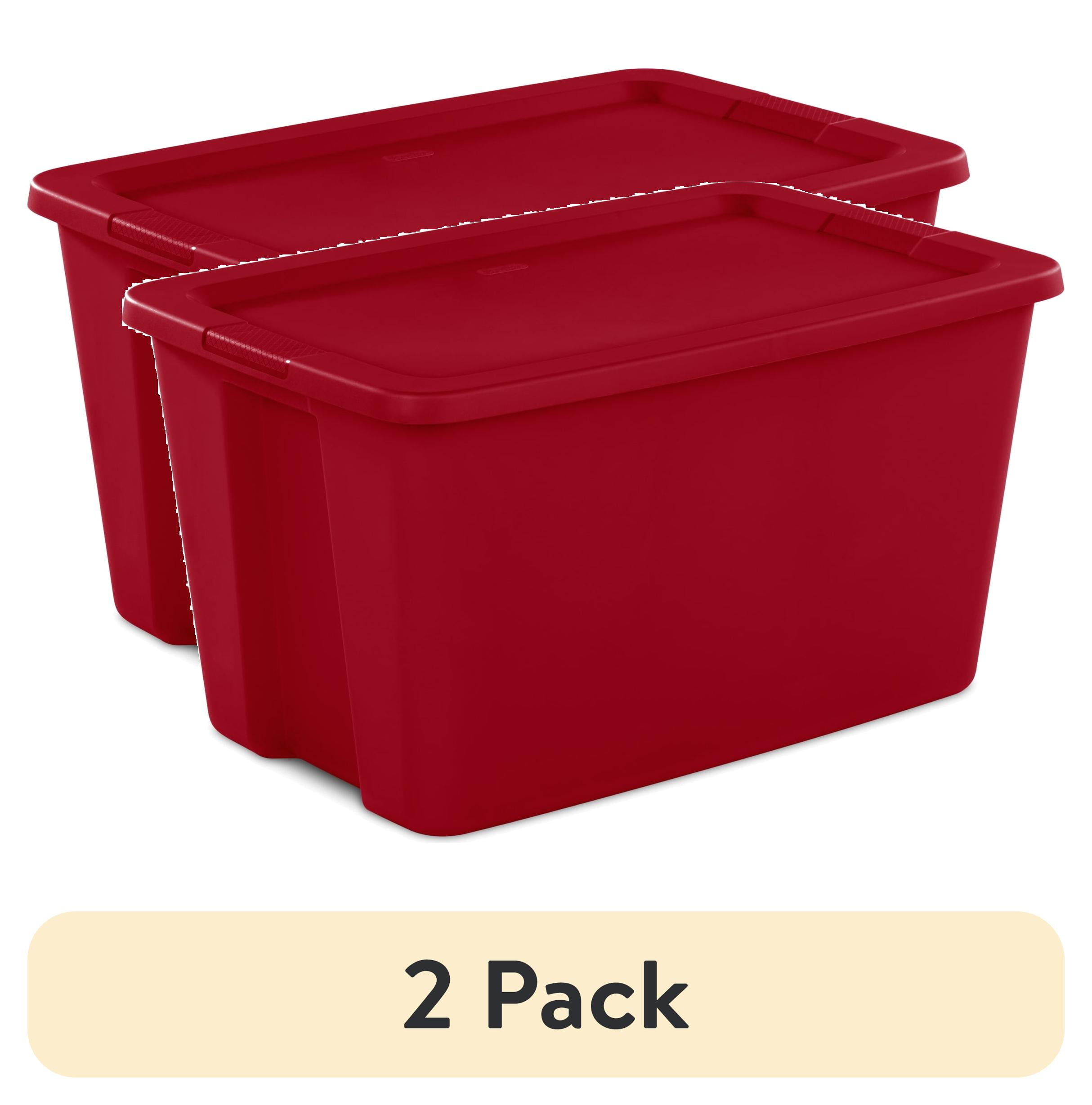 (2 pack) Sterilite 30 Gallon Plastic Christmas Tote Storage Container ...