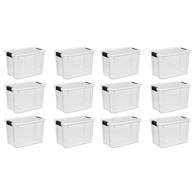 Sterilite 30 Quart Ultra Latch Clear Plastic Stackable Storage Bins, 12 ...