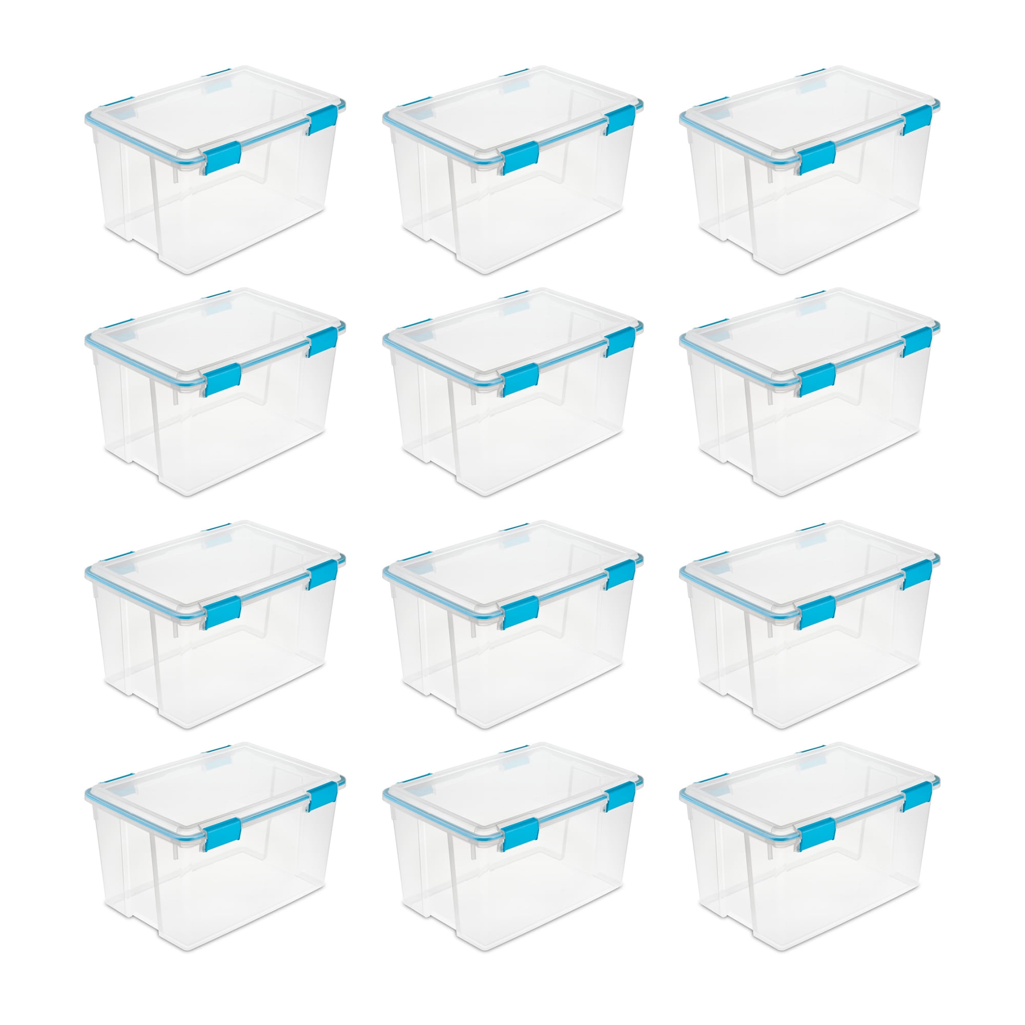 Sterilite 32 Qt Clear Stacking Storage Container with Gasket Lid, 12 ...