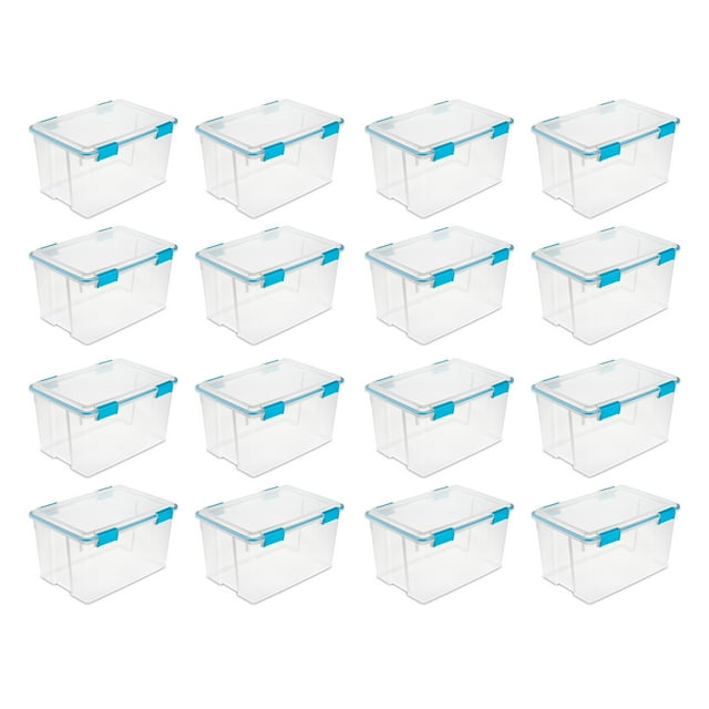 Sterilite 32 Qt ClearView Plastic Sealing Boxes, Stacking Storage ...