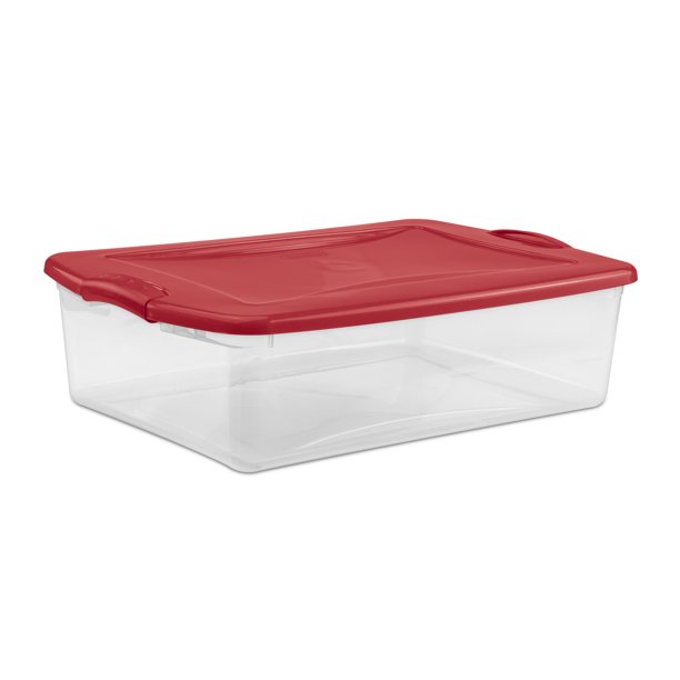 Sterilite 32 Quart Plastic Latching Christmas Storage Container With ...