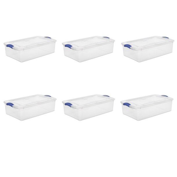 Sterilite 32 Qt. Latch Box Containers, Stadium Blue, Set of 6, Secure ...