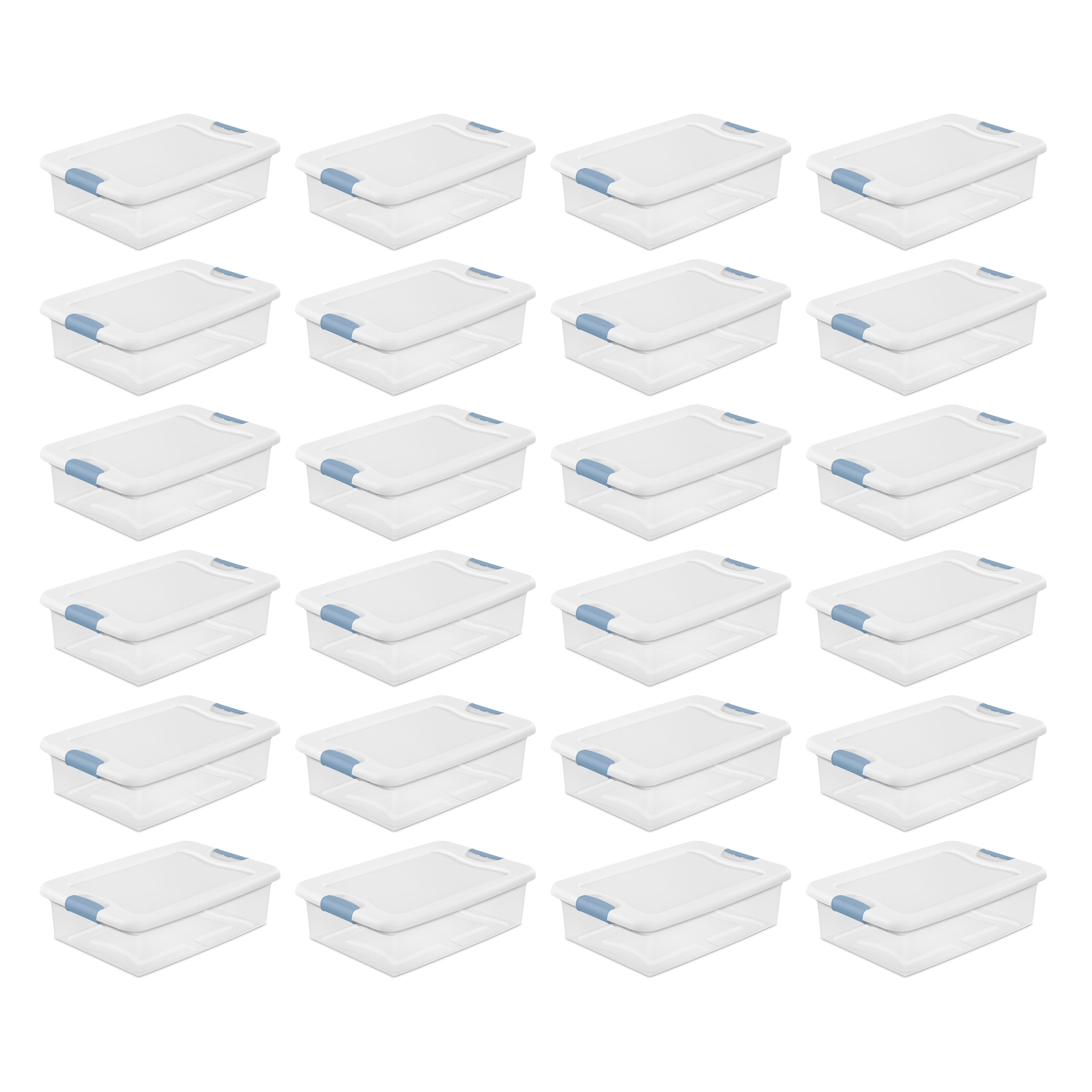 Sterilite 32-Quart Clear Stackable Latching Storage Box Container (24 ...