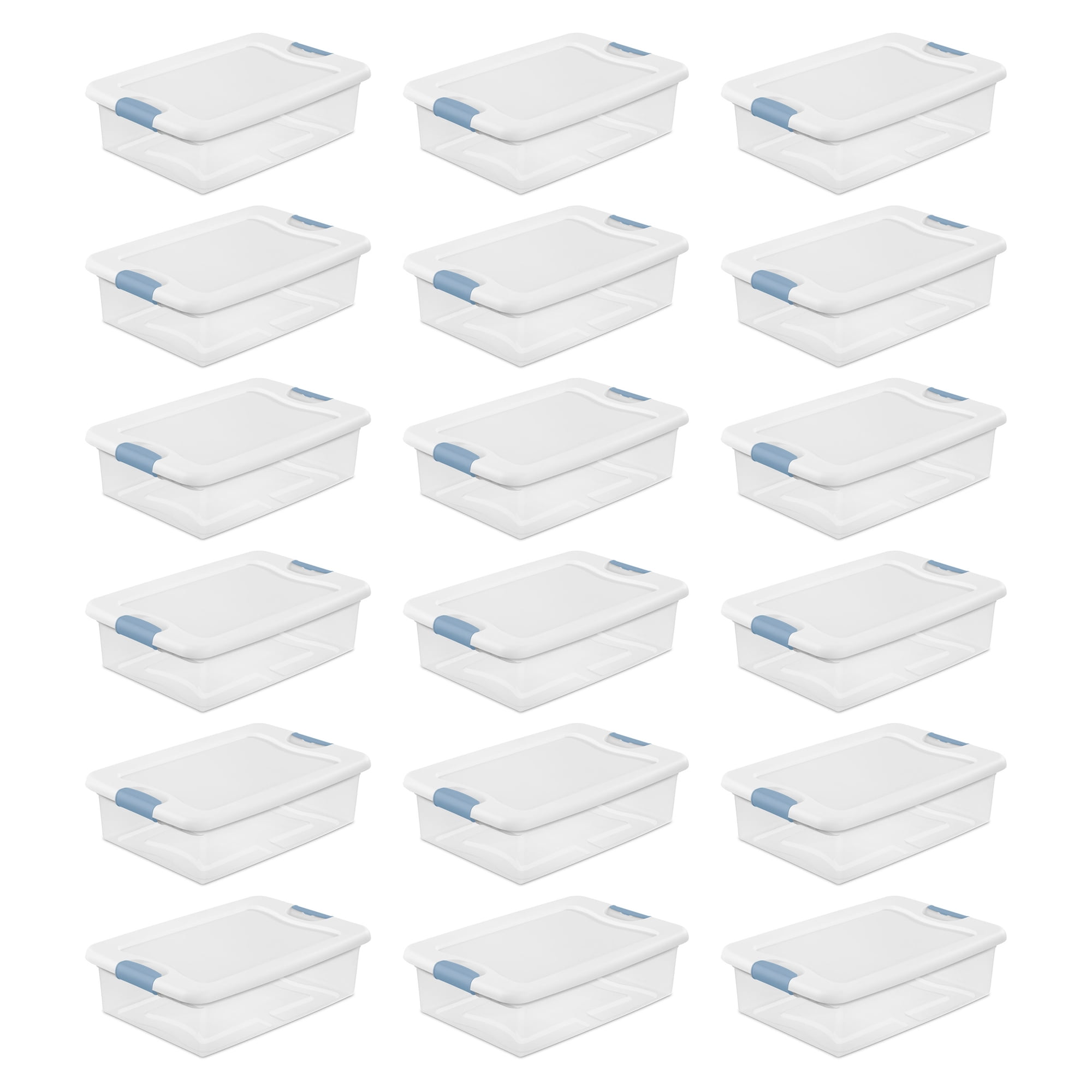 Sterilite 32 Quart Clear Stackable Storage Box with Lid, 18 Pack ...