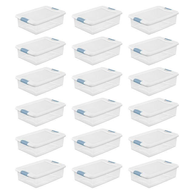 Sterilite 32 Quart Clear Stackable Storage Box with Lid, 18 Pack ...