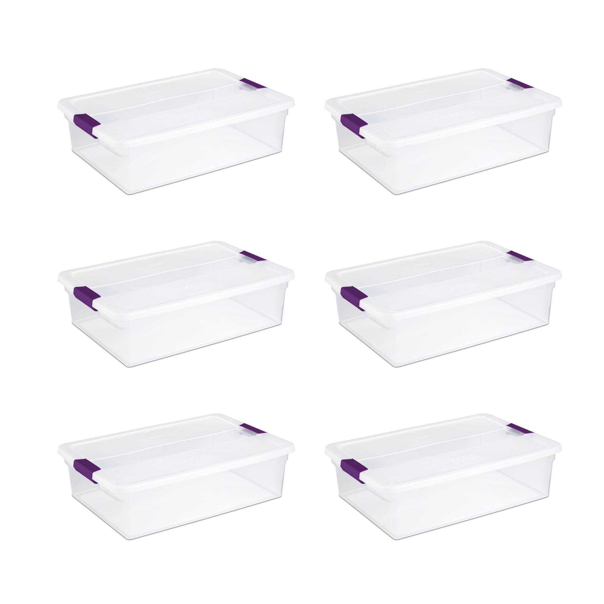 Sterilite 32 Quart Clear View Plastic Bins with Latch, Storage ...