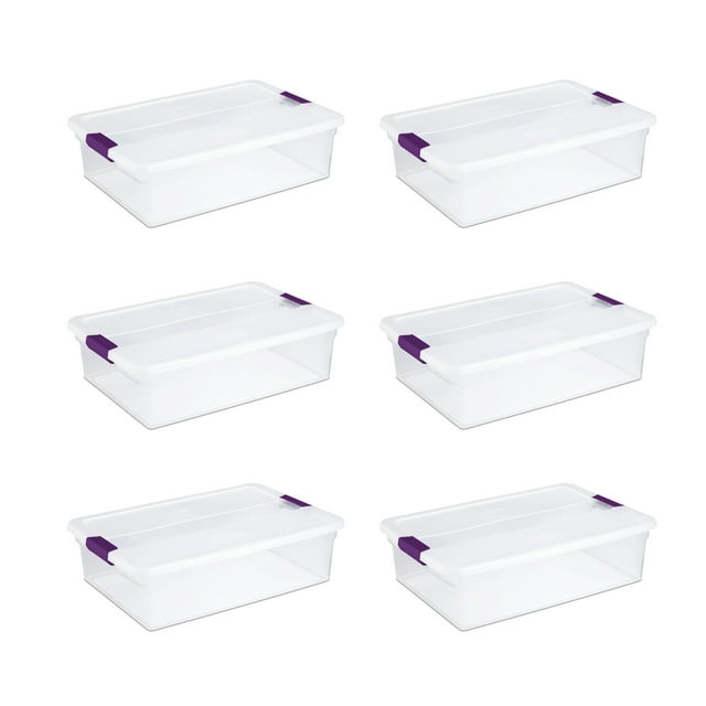 Sterilite 32 Quart Plastic Bin Storage Container Tote with Latch Box ...