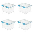 Sterilite 32 Quart Gasket Box, Weather-Resistant Clear File Storage Bin ...