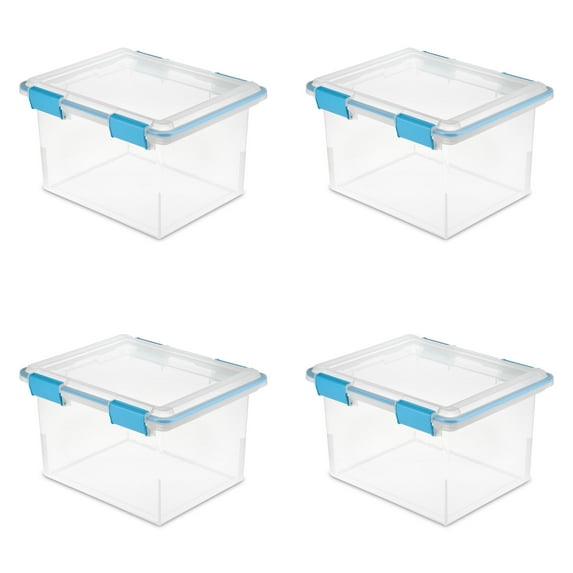 Sterilite 32 Quart Gasket Box, Weather-Resistant Clear File Storage Bin ...