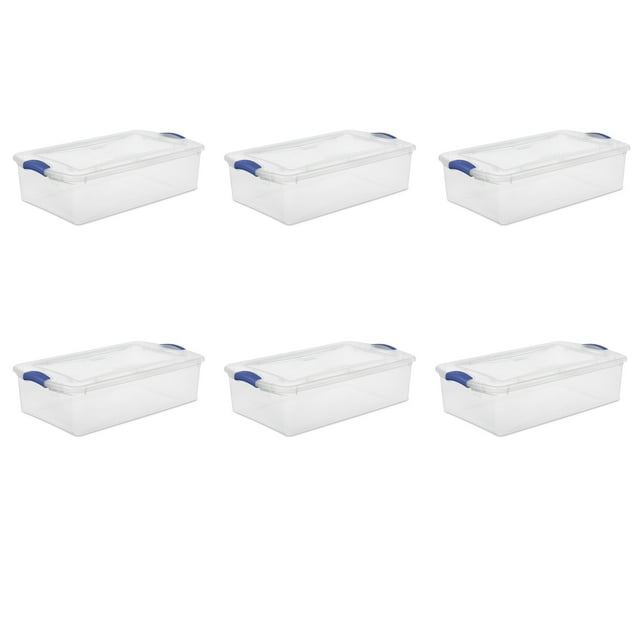 Sterilite 32 Qt. Latch Box Containers, Stadium Blue, Set of 6, Secure ...