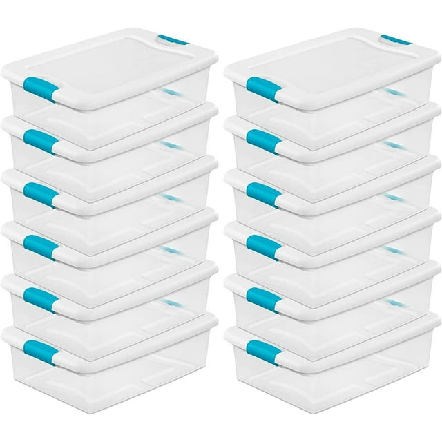 Sterilite 32 Quart Clear Latching Stackable Storage Box Container ...