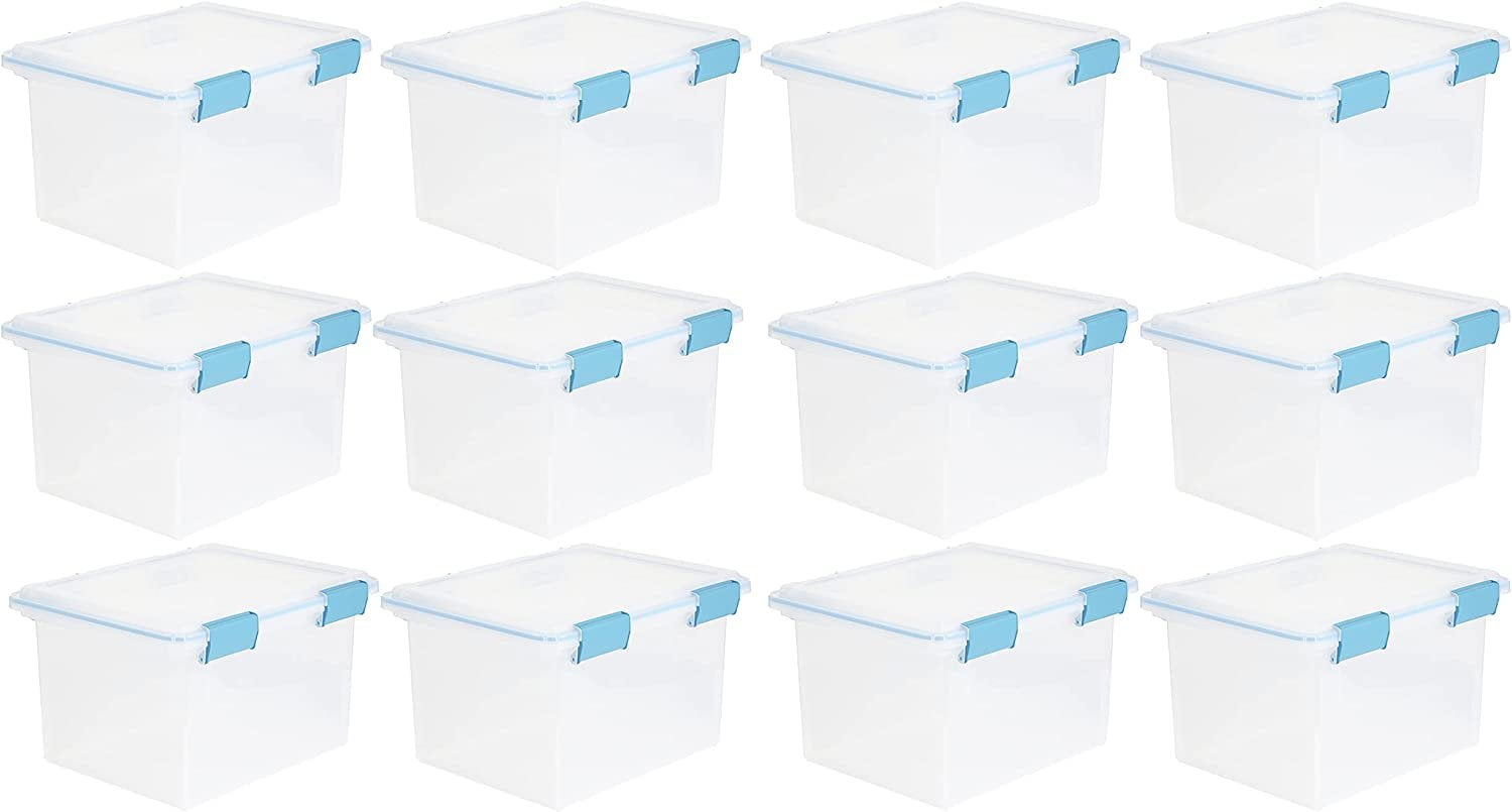 Sterilite 32 Quart Stackable Clear Plastic Storage Tote Container with ...