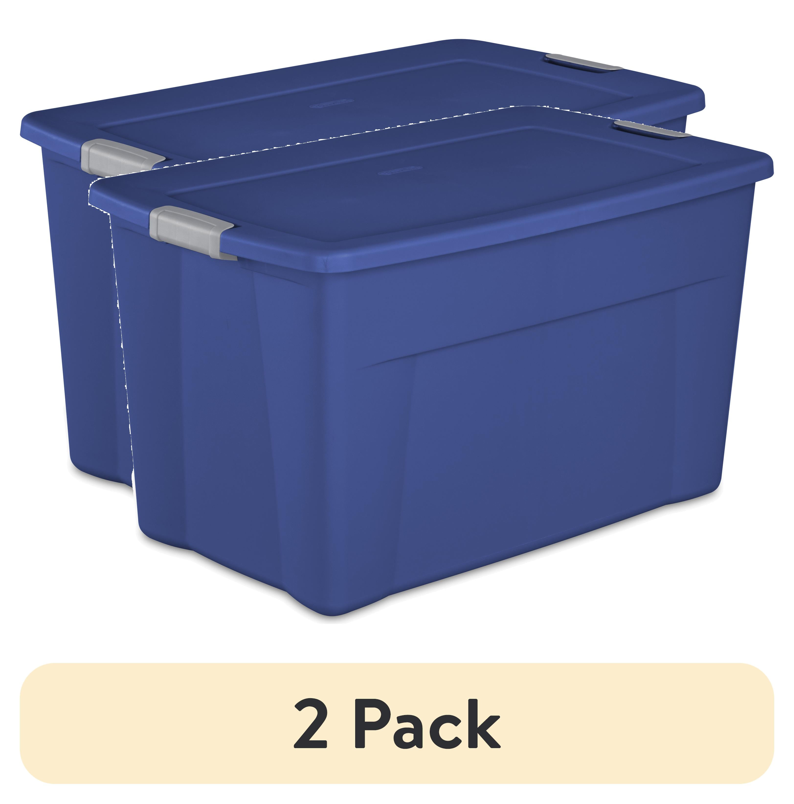 2 Pack Sterilite 35 Gallon Latch Tote Plastic Stadium Blue