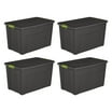 Sterilite Large 45 Gallon Latching Storage Tote Boxes, Gray/Green, (4 ...