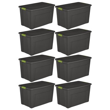 Sterilite 45 Gallon Stackable Storage Tote with Lid & Wheels, 12 Pack ...