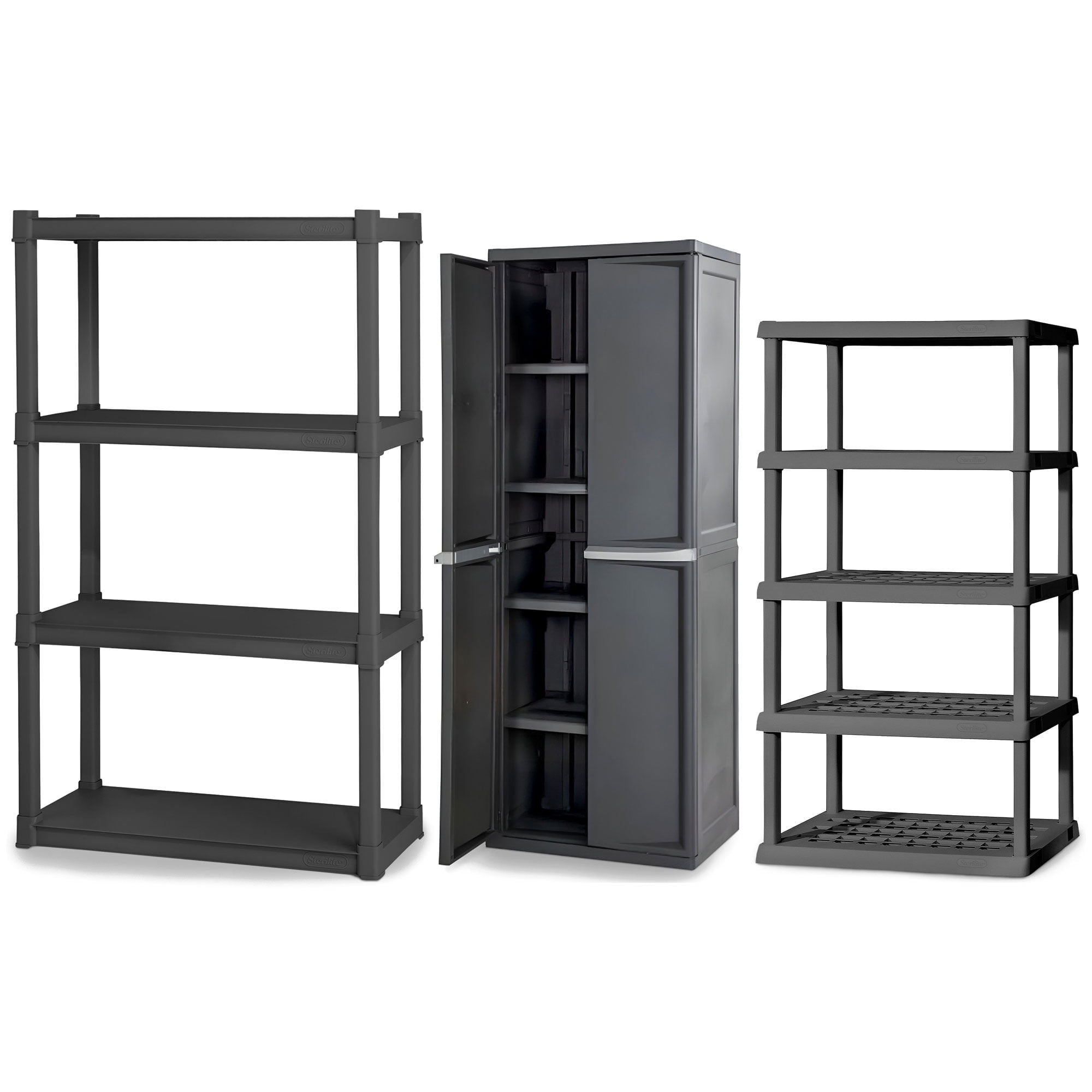 Sterilite 4 & 5 Shelf Plastic Storage Units, Cabinet for Garage Pantry ...