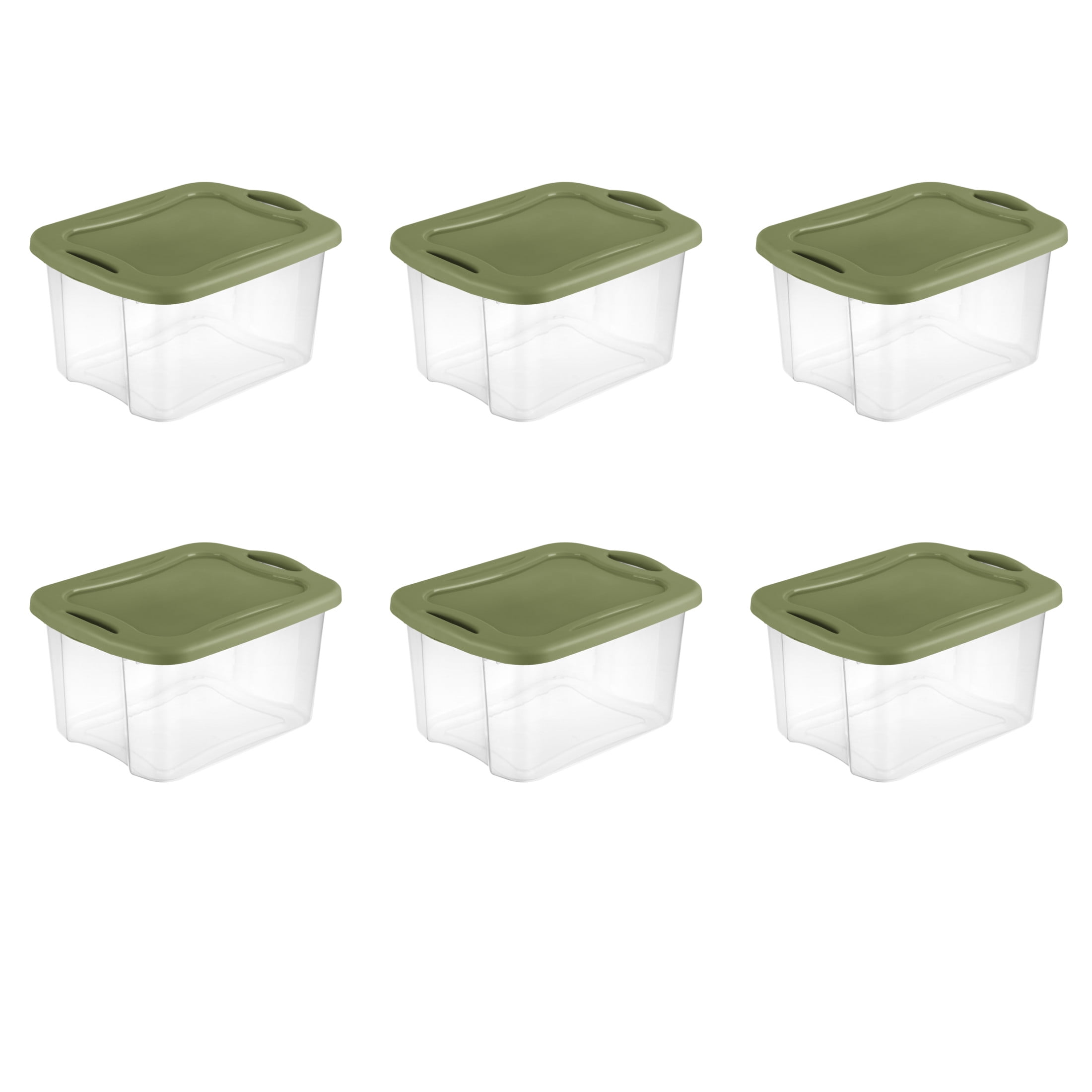 Sterilite 40 Qt. EZ Carry Clear Plastic Storage Box with Sage Legume ...
