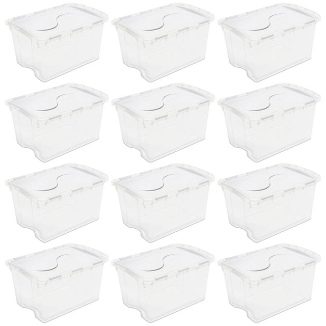 Sterilite 48 Qt Long Containers, Hinged Lid Storage Box, Plastic ...