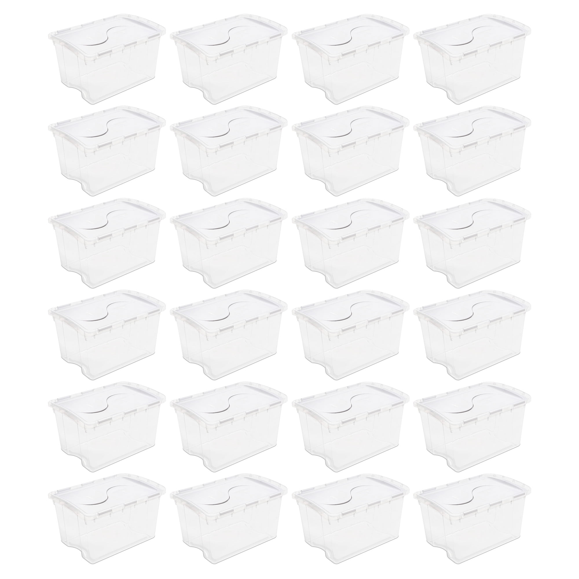 Sterilite 48 Qt Hinged Lid Storage Containers, Stackable Plastic Bin ...