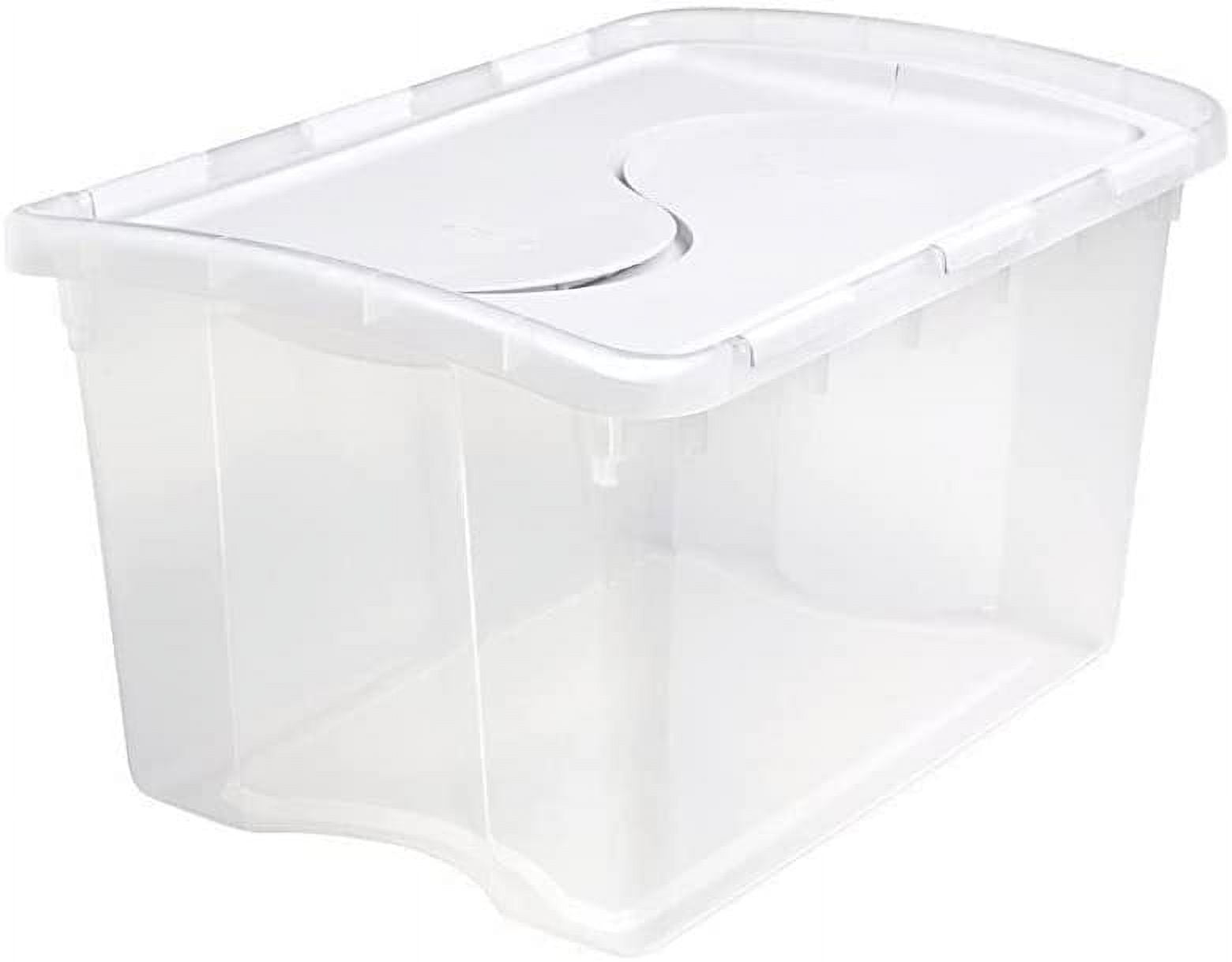 Sterilite 48 Quart Clear Hinged Lid Storage Box, Stackable, Plastic ...