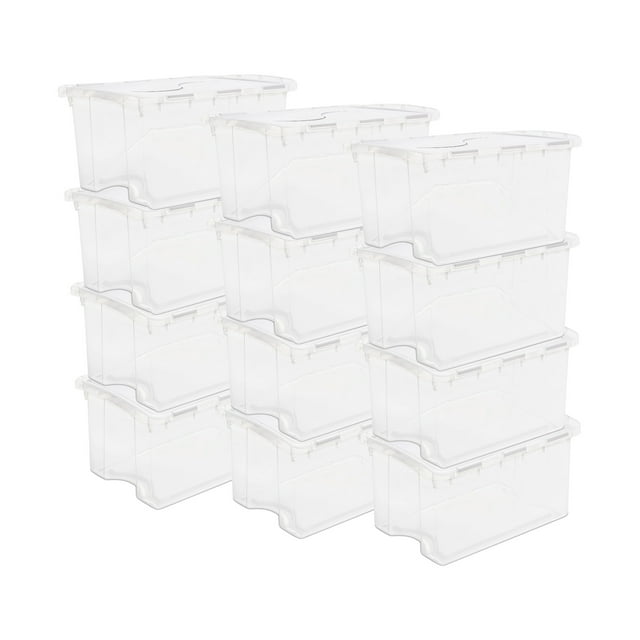 Sterilite 48 Quart Hinged Lid Storage Containers, Stackable Plastic Bin ...