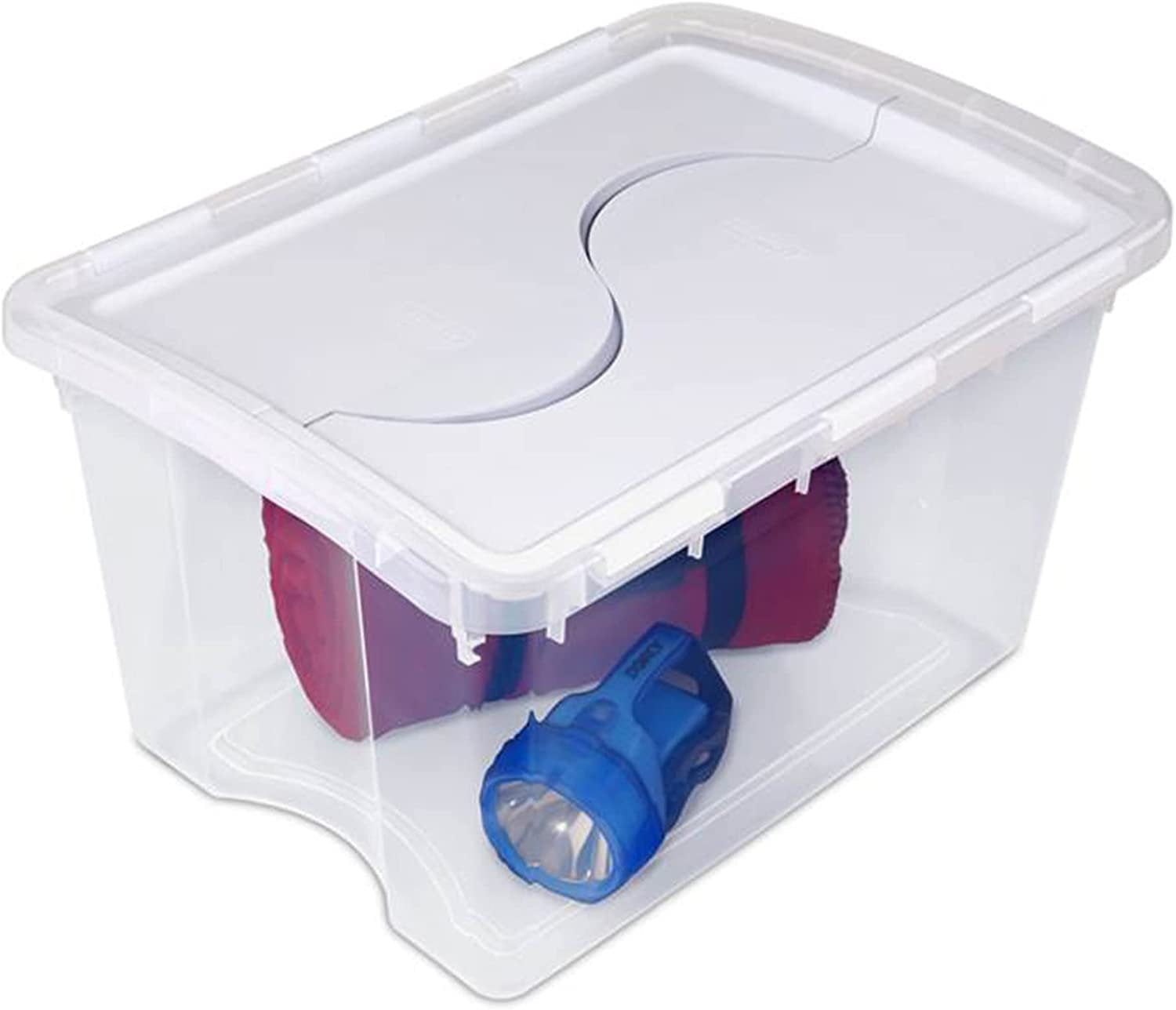 Sterilite 1914 Single 48 Quart Plastic Storage Box Bin with Clear ...