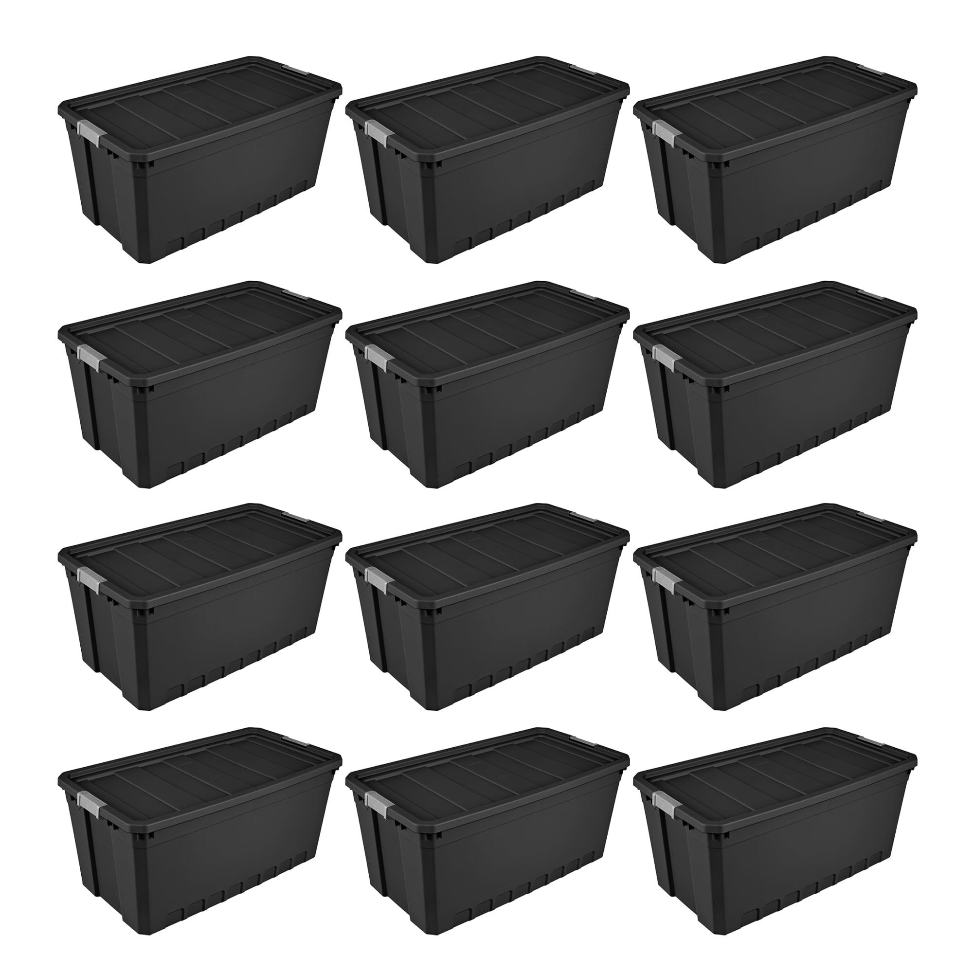 Sterilite 50 Gal Rugged Industrial Stackable Storage Tote with Lid, 12 ...