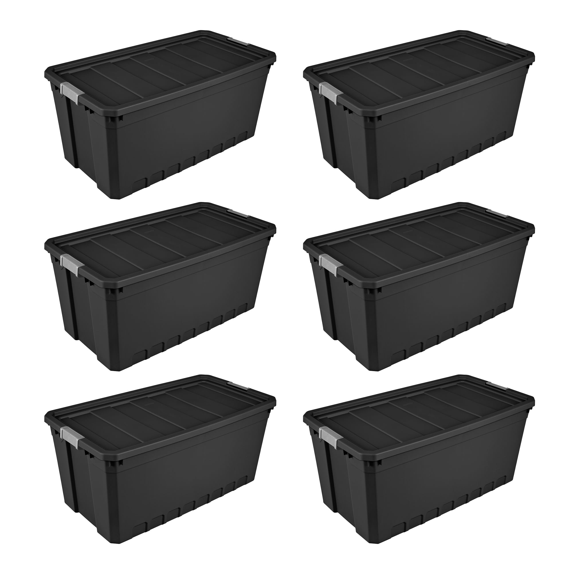 Sterilite 50 Gal Rugged Industrial Stackable Storage Tote with Lid, 6 ...